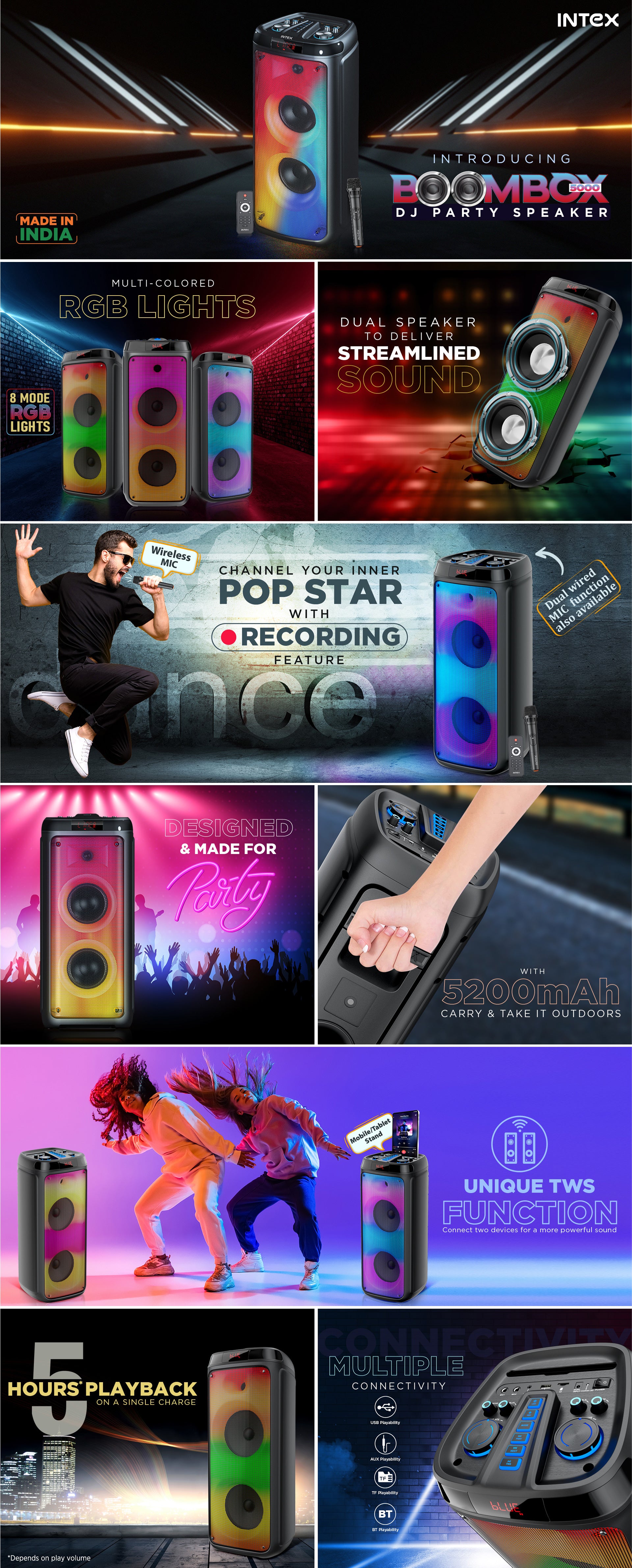 Buy Intex Boombox 5000 50W Party DJ Speaker Online – Intex Technologies