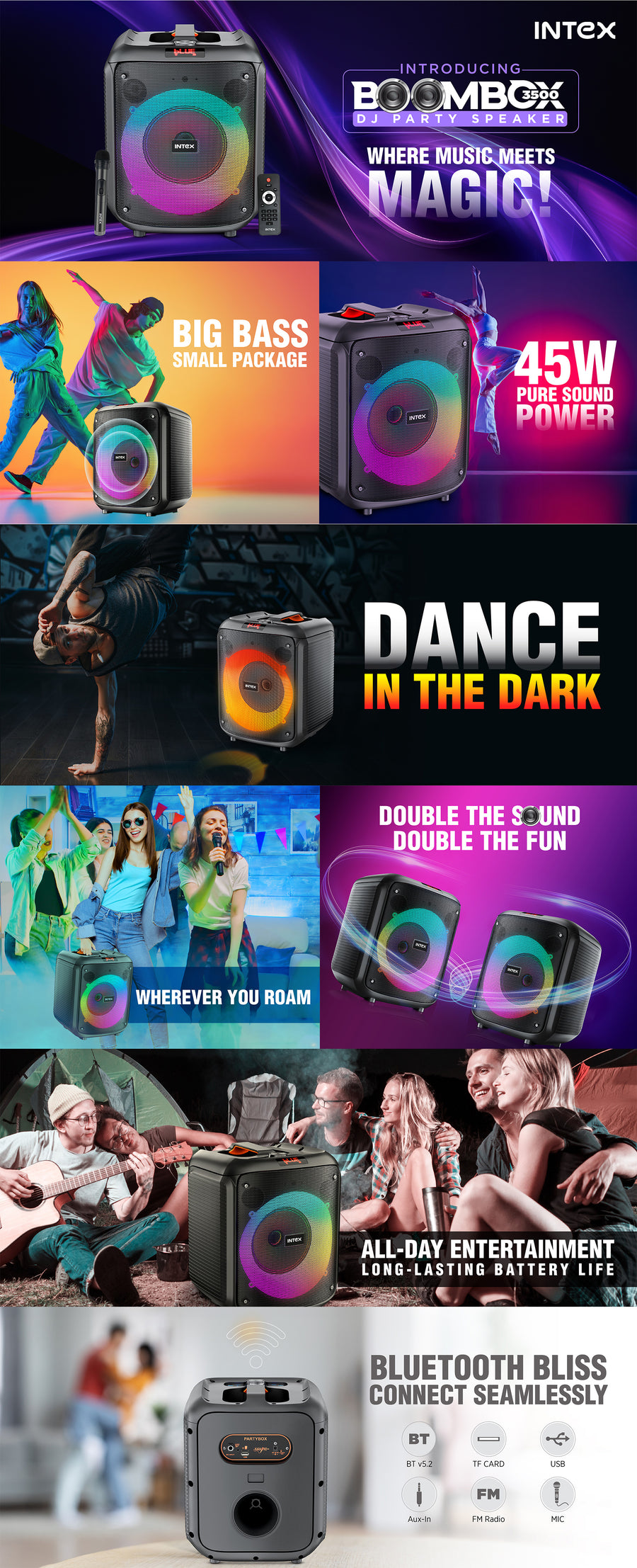 Buy Intex Boombox 3500 45W Party DJ Speaker Online – Intex Technologies