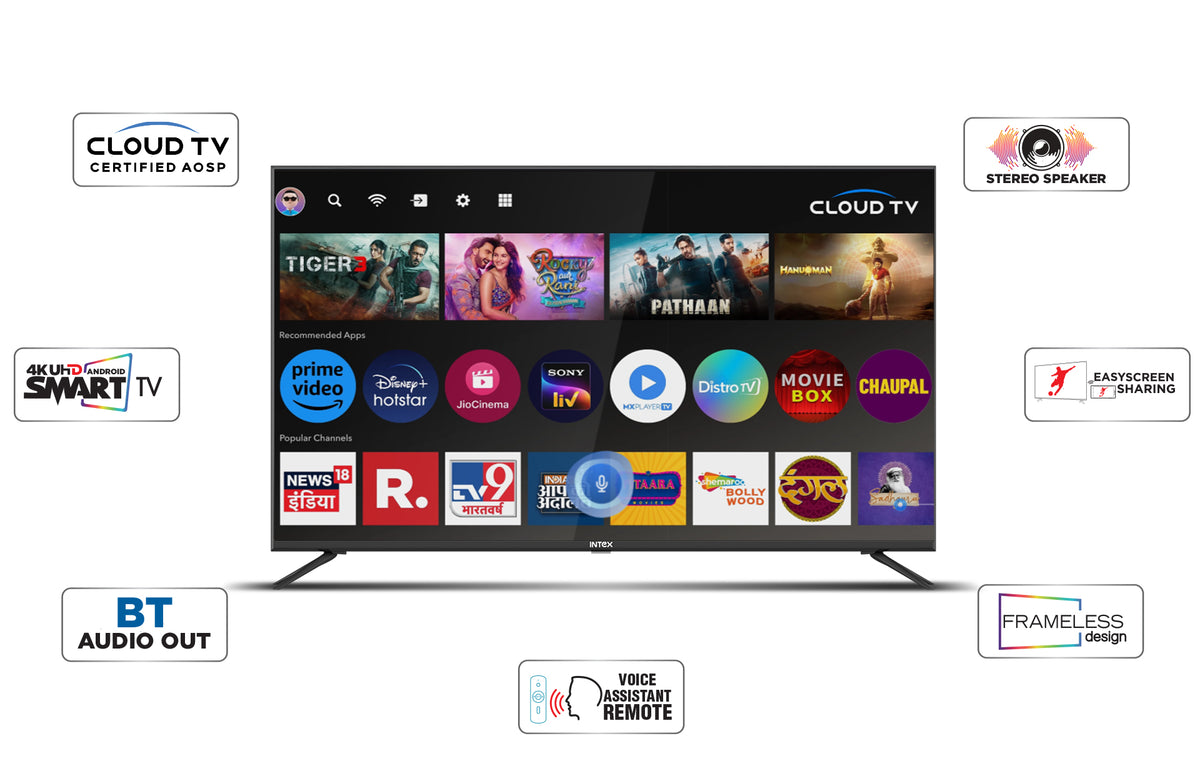 Intex 55" 4K Ultra HD Smart Android 9.0 LED TV | LED-5516 UBTR (1m 38c ...