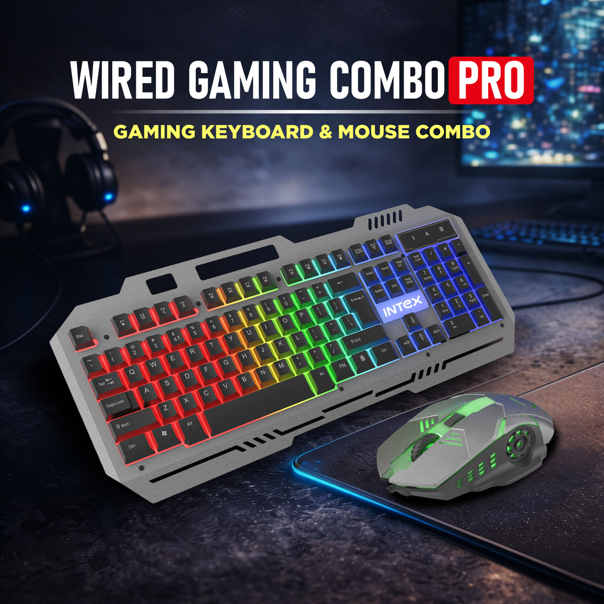 Intex Wired Gaming Pro Combo | Gaming Keyboard & Mouse | RGB Lights ...